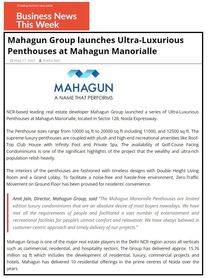 Media - Press Coverage - Mahagun Group